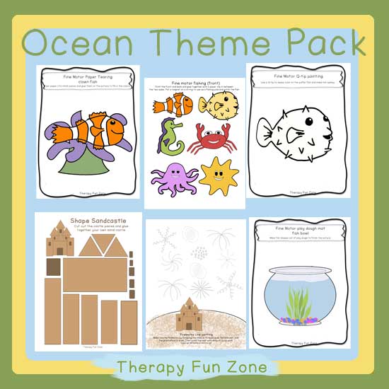 Ocean Theme Pack digital download | Therapy Fun Store and TMC Adaptations